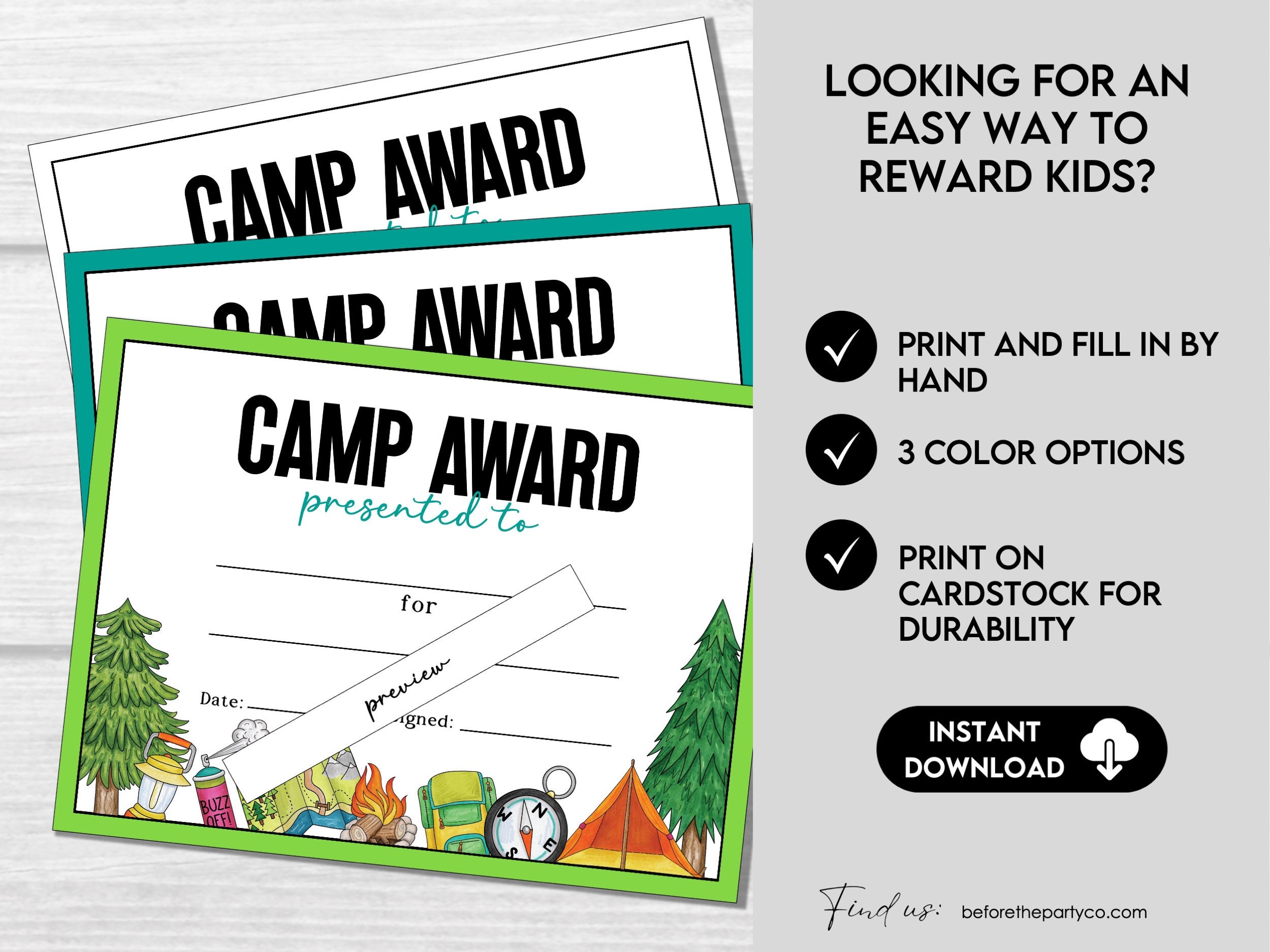 Summer Camp Award Certificates for Kids (printable) - Etsy
