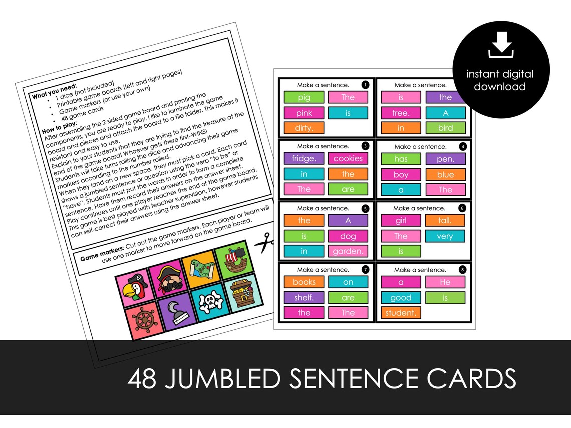 Sentence Building Printable Board Game Verb Tenses BE & HAVE - Etsy