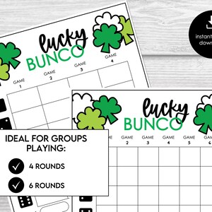March Bunco Score Sheets, Bunco Printable, St. Patricks Bunko Party ...
