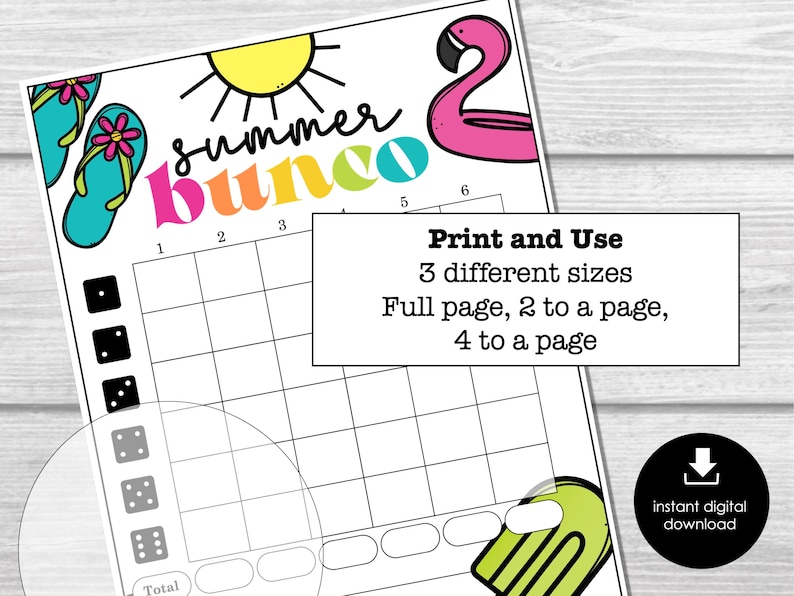 Summer Bunco Score Cards Beach Bunco Invitation July Summer - Etsy