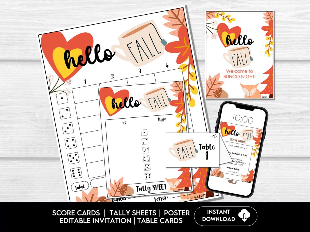 Fall Bunco Score Cards, Autumn Leaves Bunco Score Sheets, FALL Harvest ...