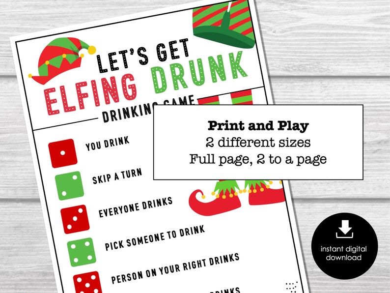 Christmas Party Drinking Game, Holiday Game for Adults Drunk Dice Game ...