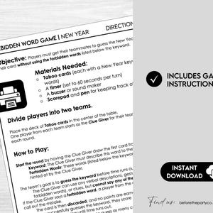 New Year's Forbidden Word Game | Holiday Guess the Word Game ...