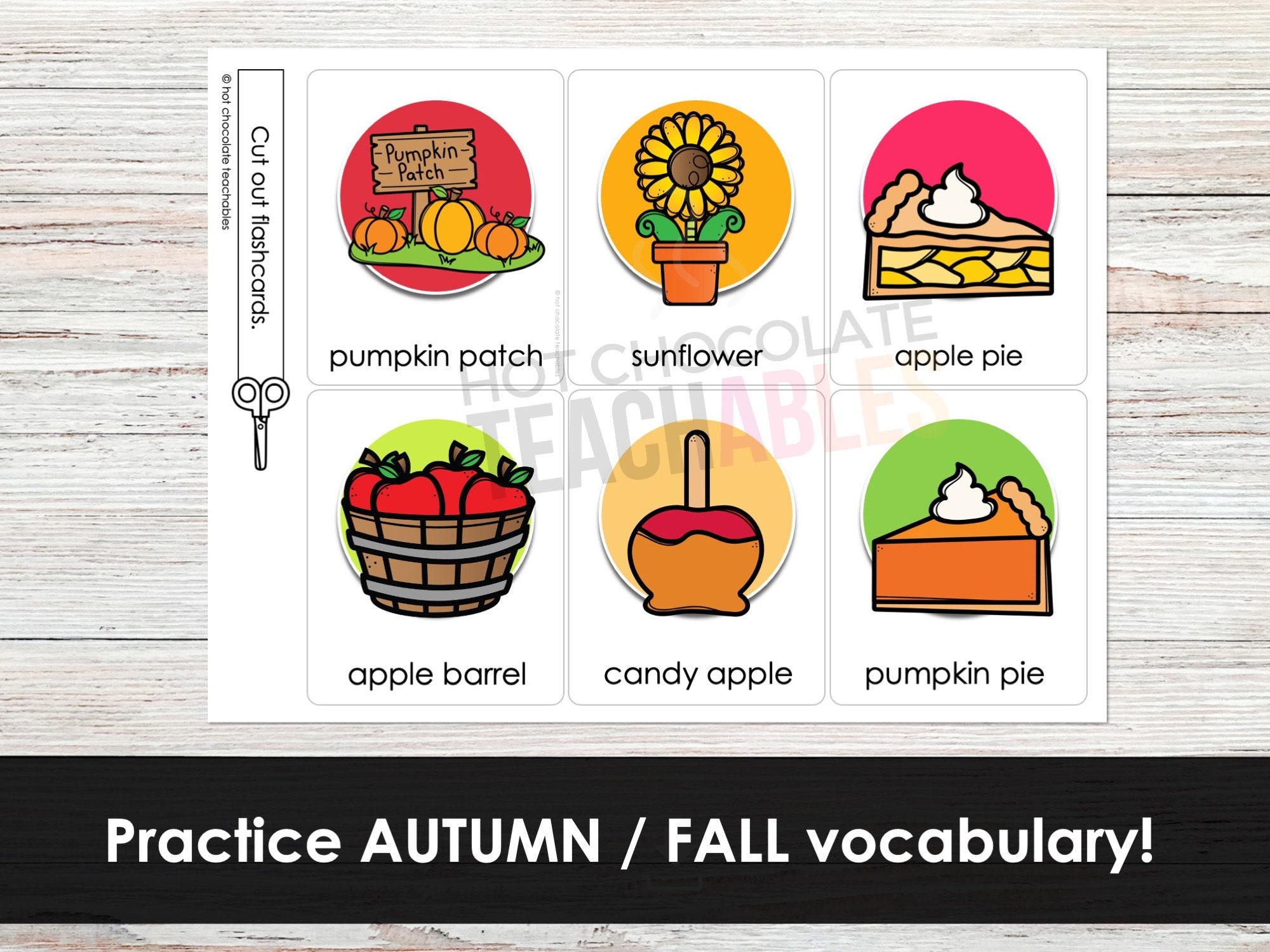 Autumn Printable Flashcards for Kids, Fall Vocabulary Cards, Editable ...