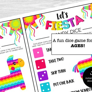 Fiesta Candy Dice Game, Printable Party Game, Fiesta Group Party Games ...