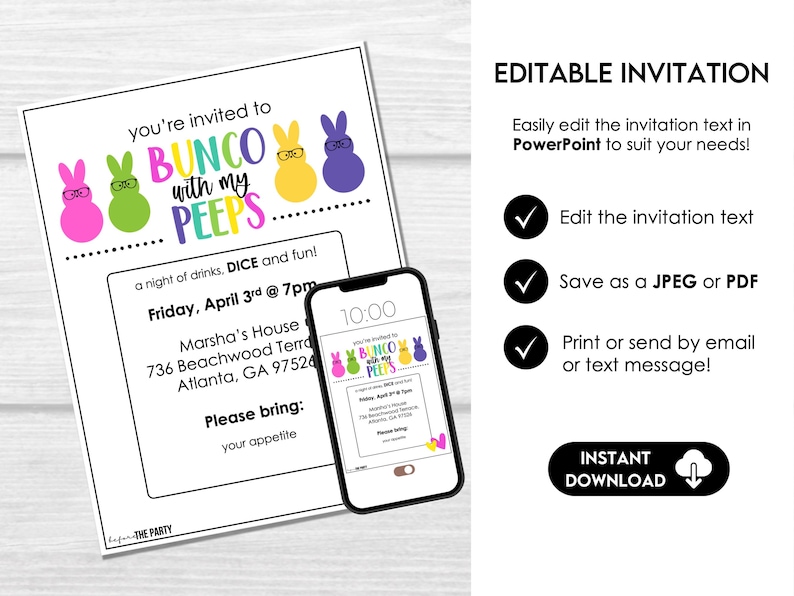 Easter Bunco Party Bundle Printable, Peeps Score Sheets & Editable ...