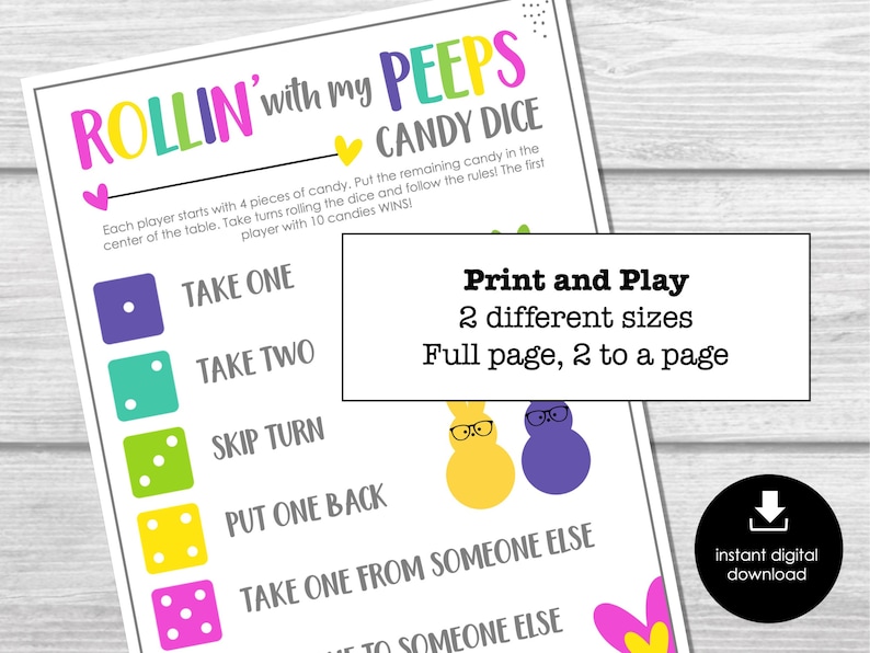 Easter Candy Dice Game Easter Party Game Easter Games - Etsy