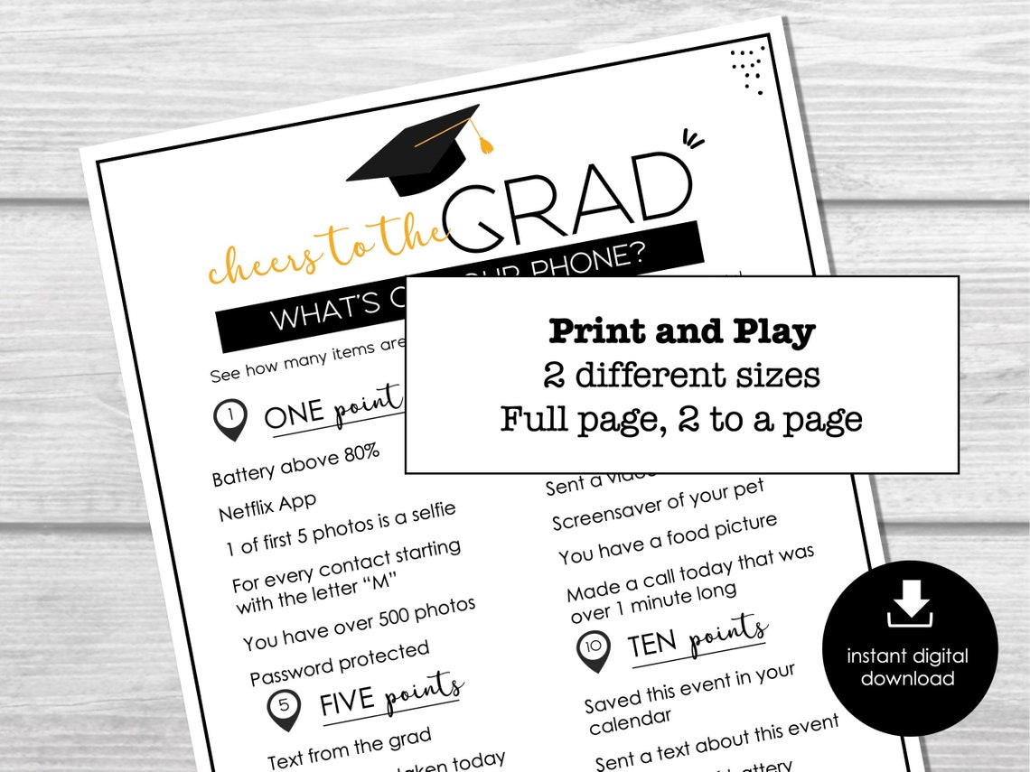 What's on Your Phone Graduation Game, Printable Grad Game, 2023 ...