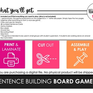 Sentence Building Printable Board Game, Verb Tenses BE & HAVE ...