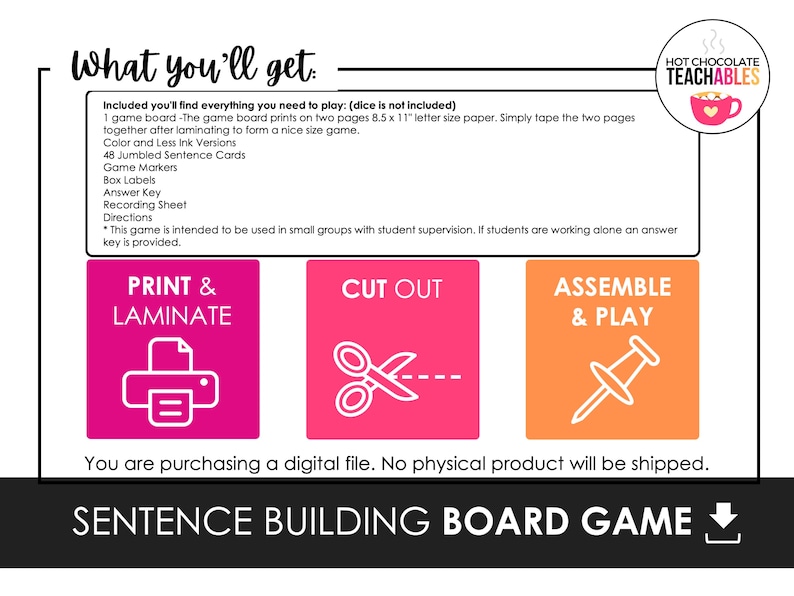 Sentence Building Printable Board Game, Verb Tenses BE & HAVE ...