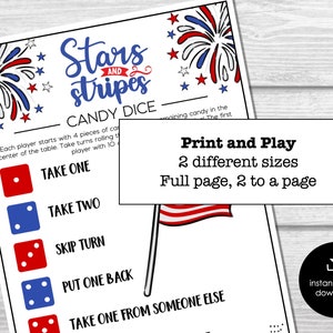 Fourth of July Candy Dice Game, Patriotic Party Game, Labor Day Games ...
