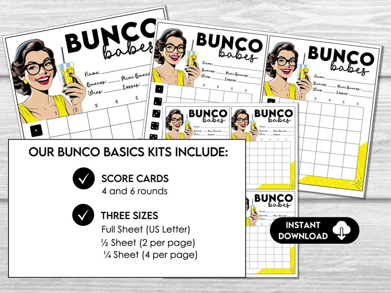 Retro Bunco Babes Score Sheets Printable, Party Game Pack, Instant ...