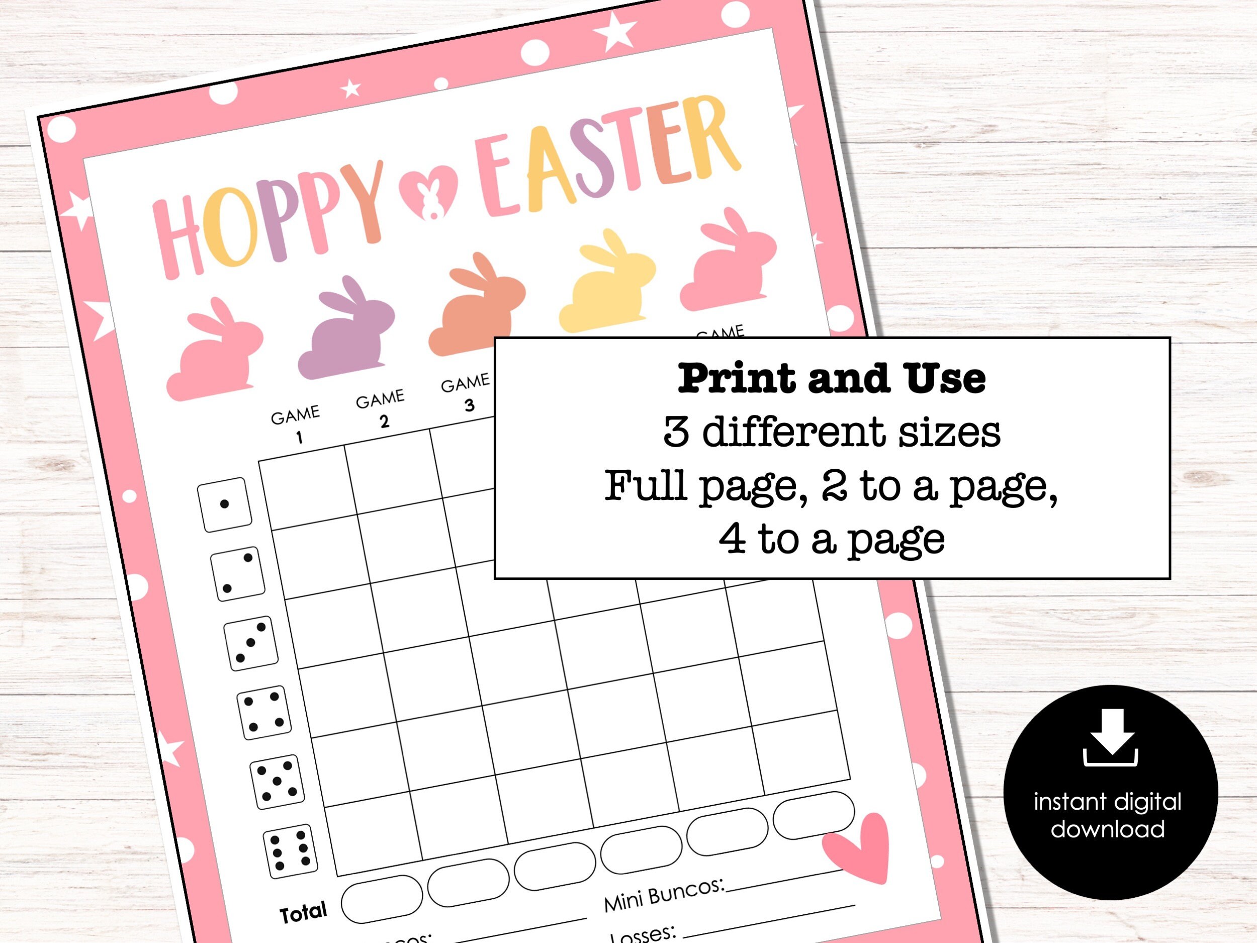 Easter Bunco Score Sheets, April Theme Bunco, Easter Bunny Bunco Night ...