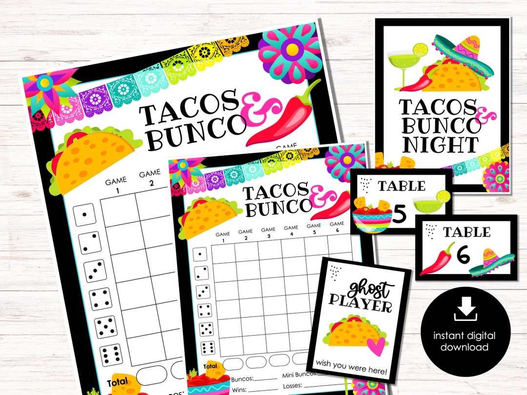 Taco Night Bunco Score Sheets Taco Party Bunco Bunco Score - Etsy