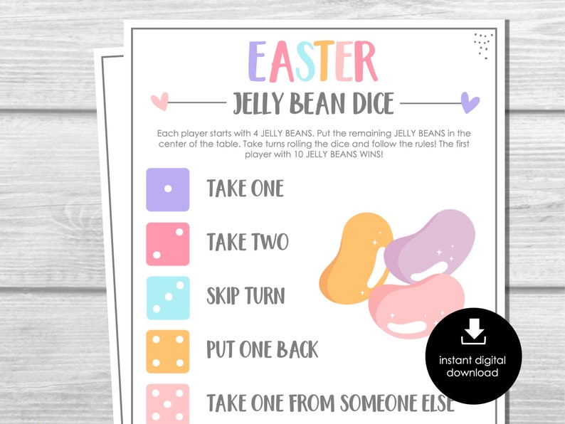 Easter Jelly Bean Dice Game, Easter Party Game, Easter Games, Easter ...