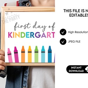 First Day of Kindergarten Sign, Back to School Signs, Printable Signs ...