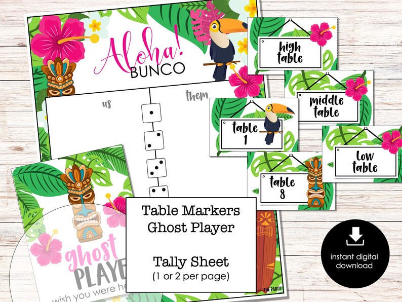 Tropical Summer Bunco Score Sheets Hawaii Party Bunco Score - Etsy