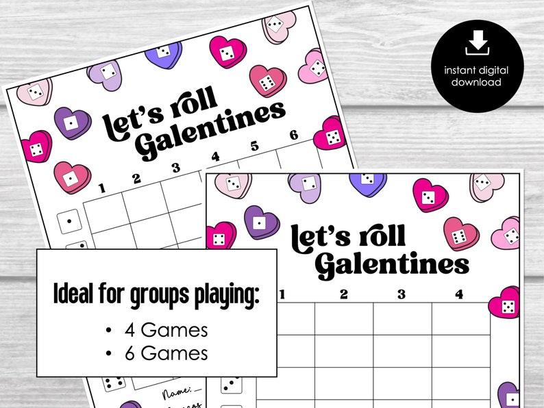 Galentine's Day Bunco Score Cards, Valentines Bunco Score Sheets, Heart ...