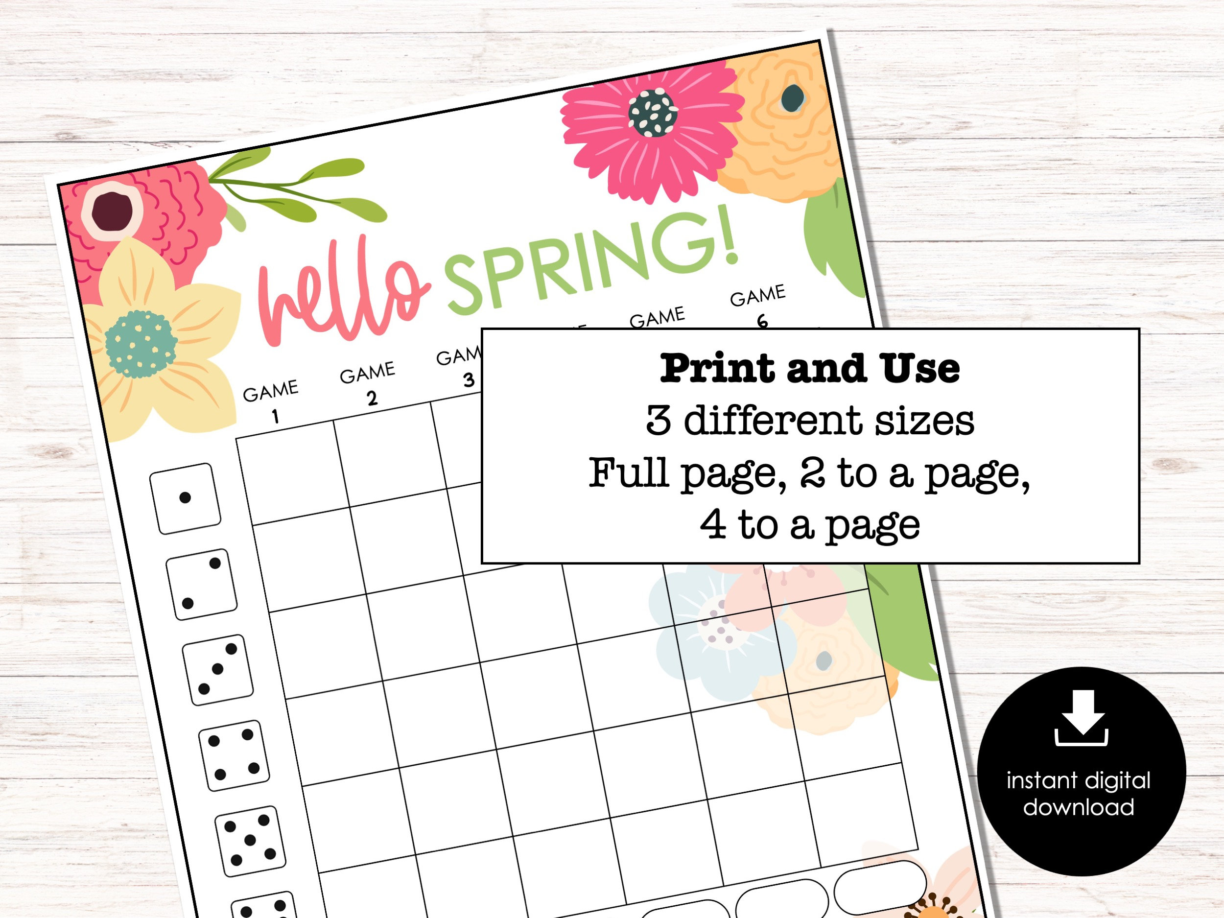 Hello Spring Bunco Score Cards April Bunco Score Sheets - Etsy