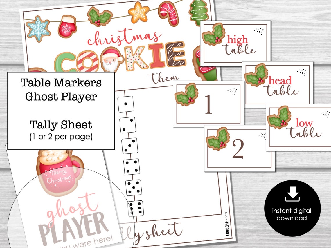 Christmas Cookie Exchange Bunco Score Sheets December Bunco - Etsy