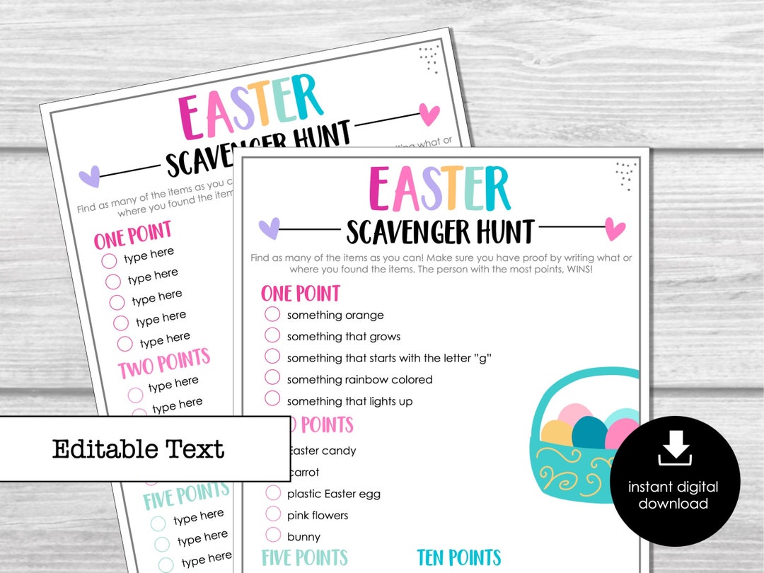 Easter Scavenger Hunt Game, Printable Easter Party Game, Easter Party ...