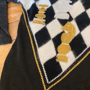 Vintage 80s Checkerboard Schach Sweater Angora 90s - Etsy