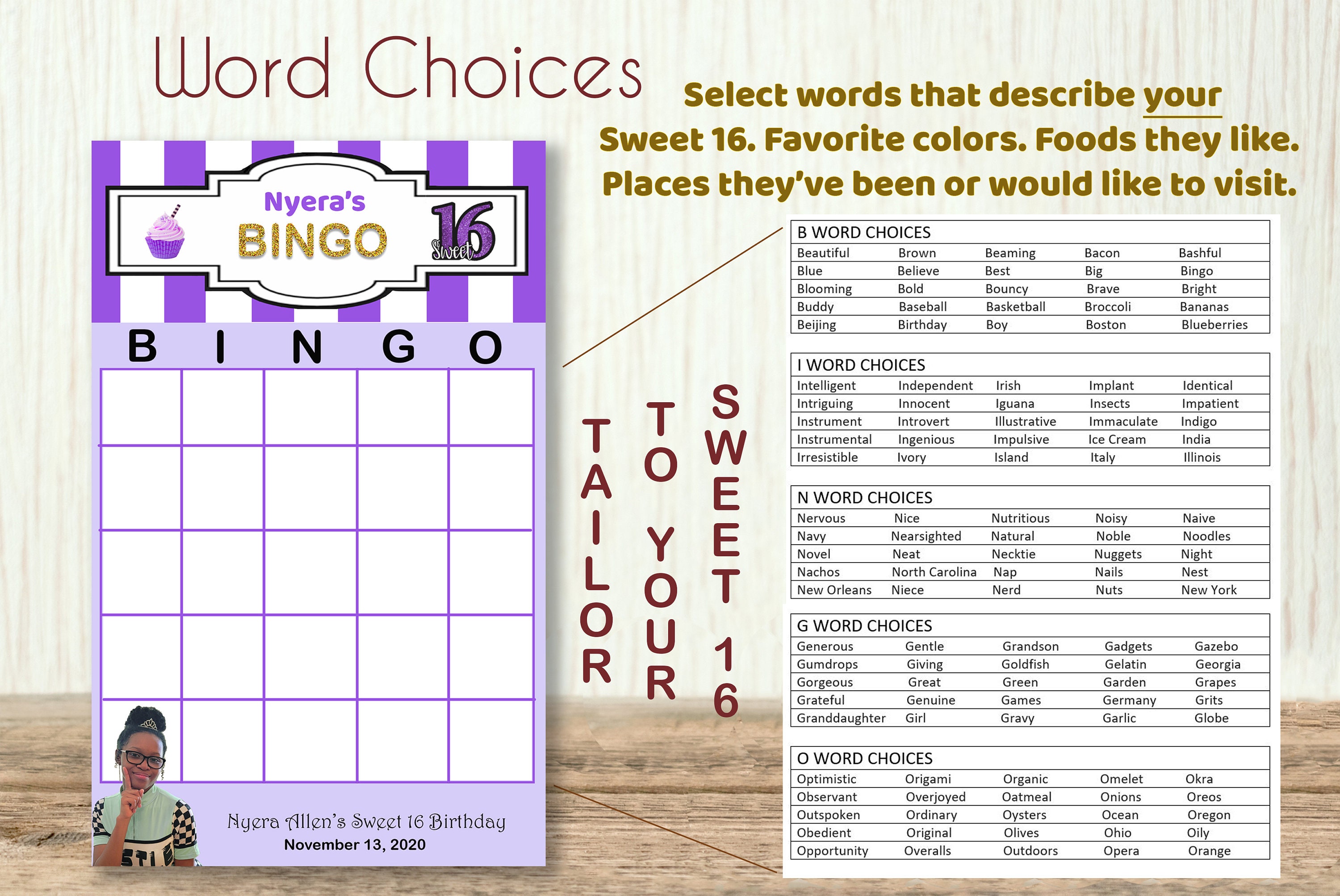 Personalized Sweet 16 Bingo Cards - Etsy