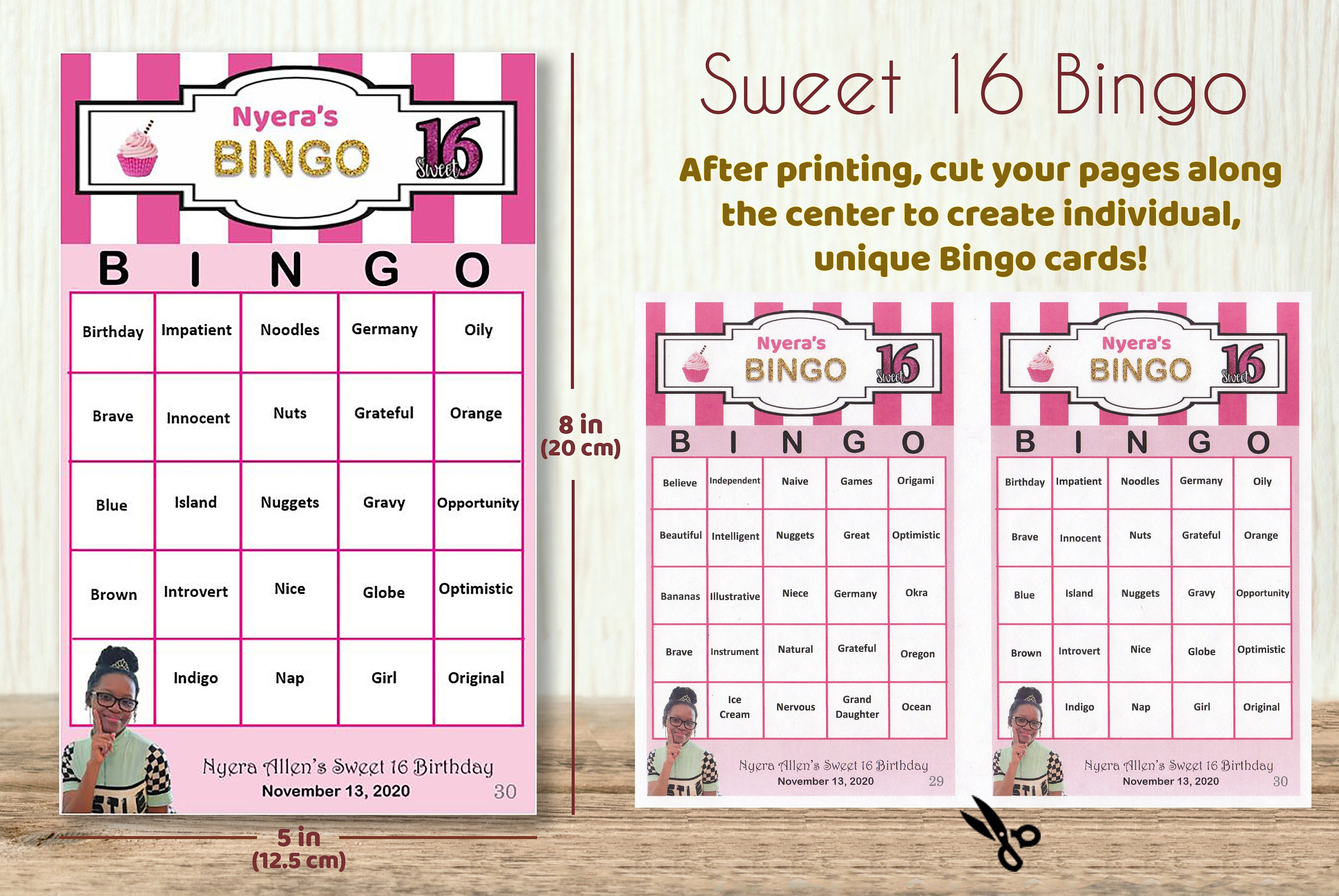 Personalized Sweet 16 Bingo Cards - Etsy