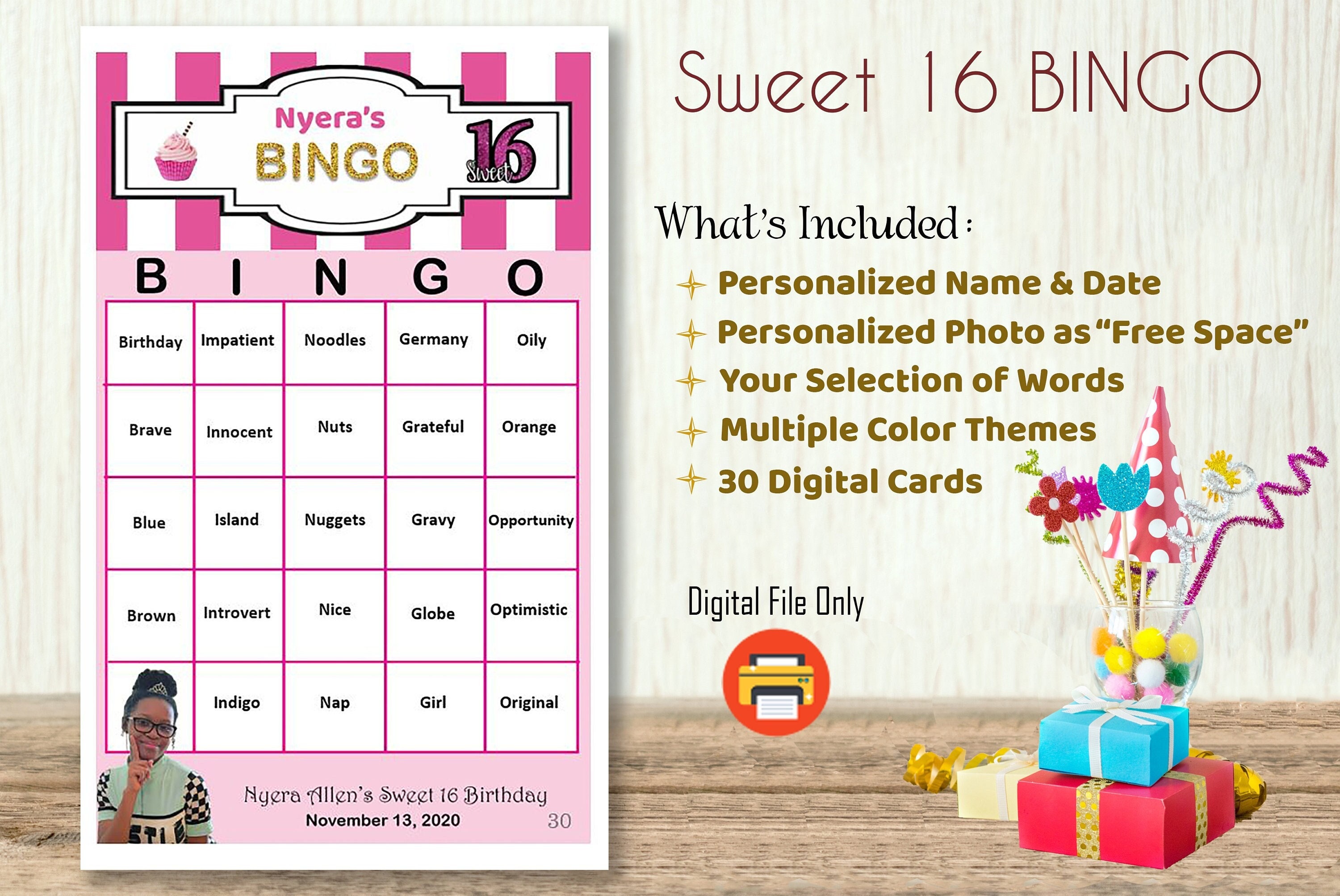 Personalized Sweet 16 Bingo Cards - Etsy