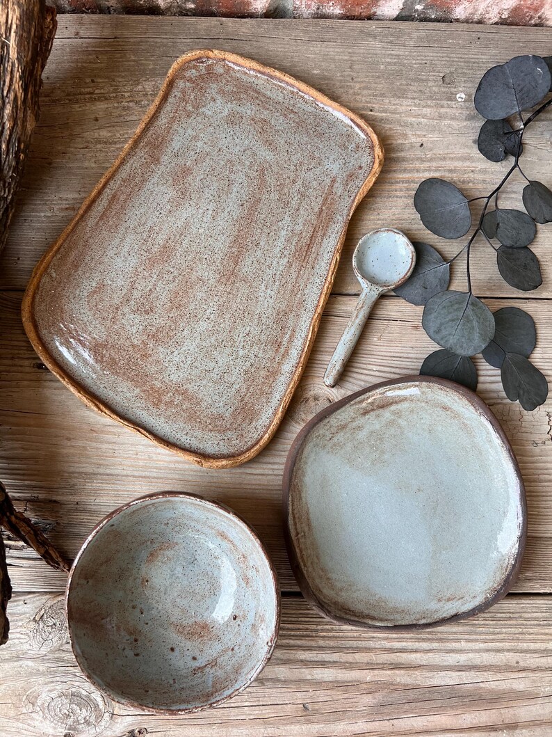 Ceramic Serving Set: Tapas Plate, Bowl, Spoon, and Tray - Etsy