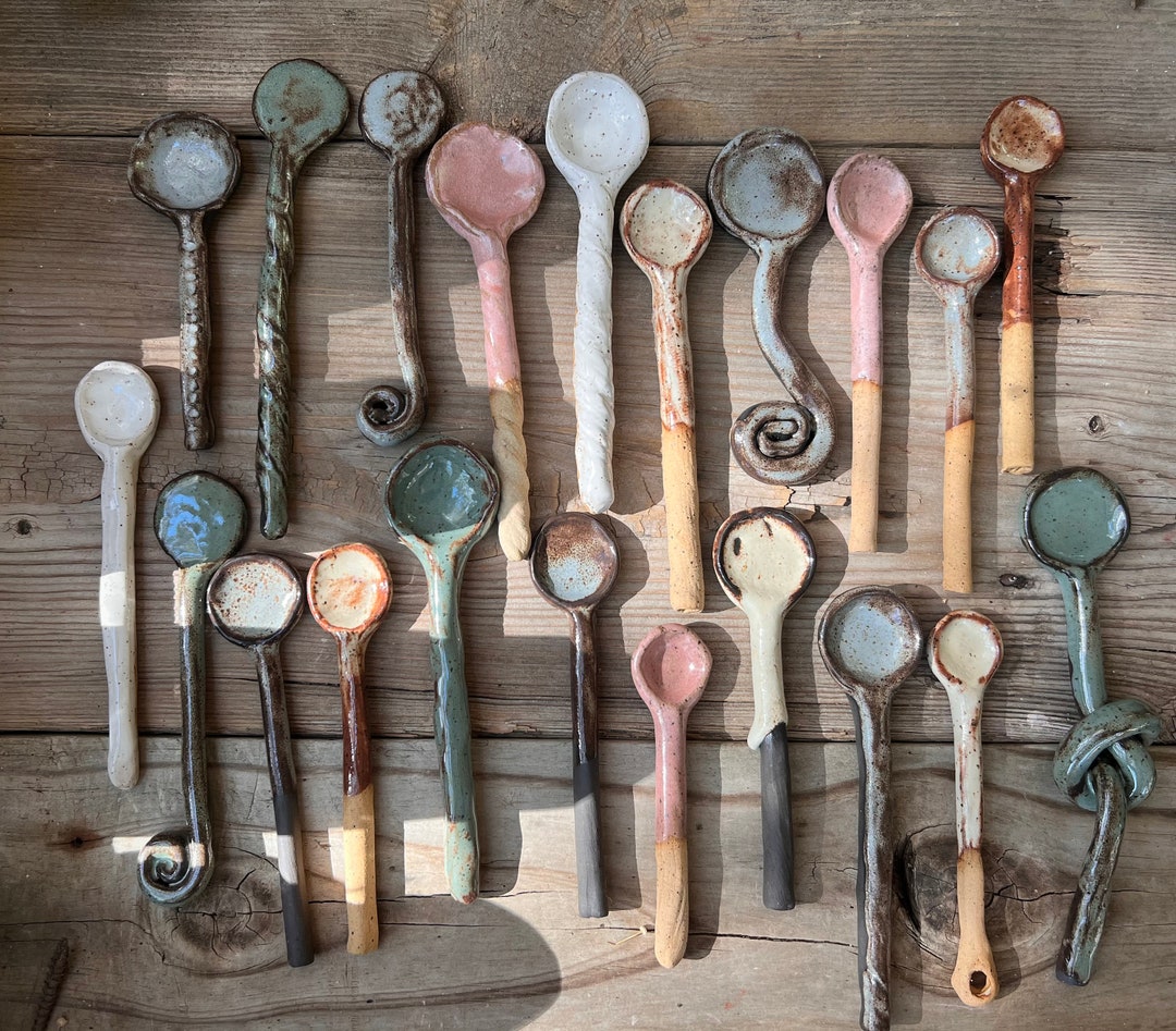 Ceramic Spoons, Stirring Spoons, Handmade Ceramic Spoons, Handmade Pottery Spoons, Minimalist ...