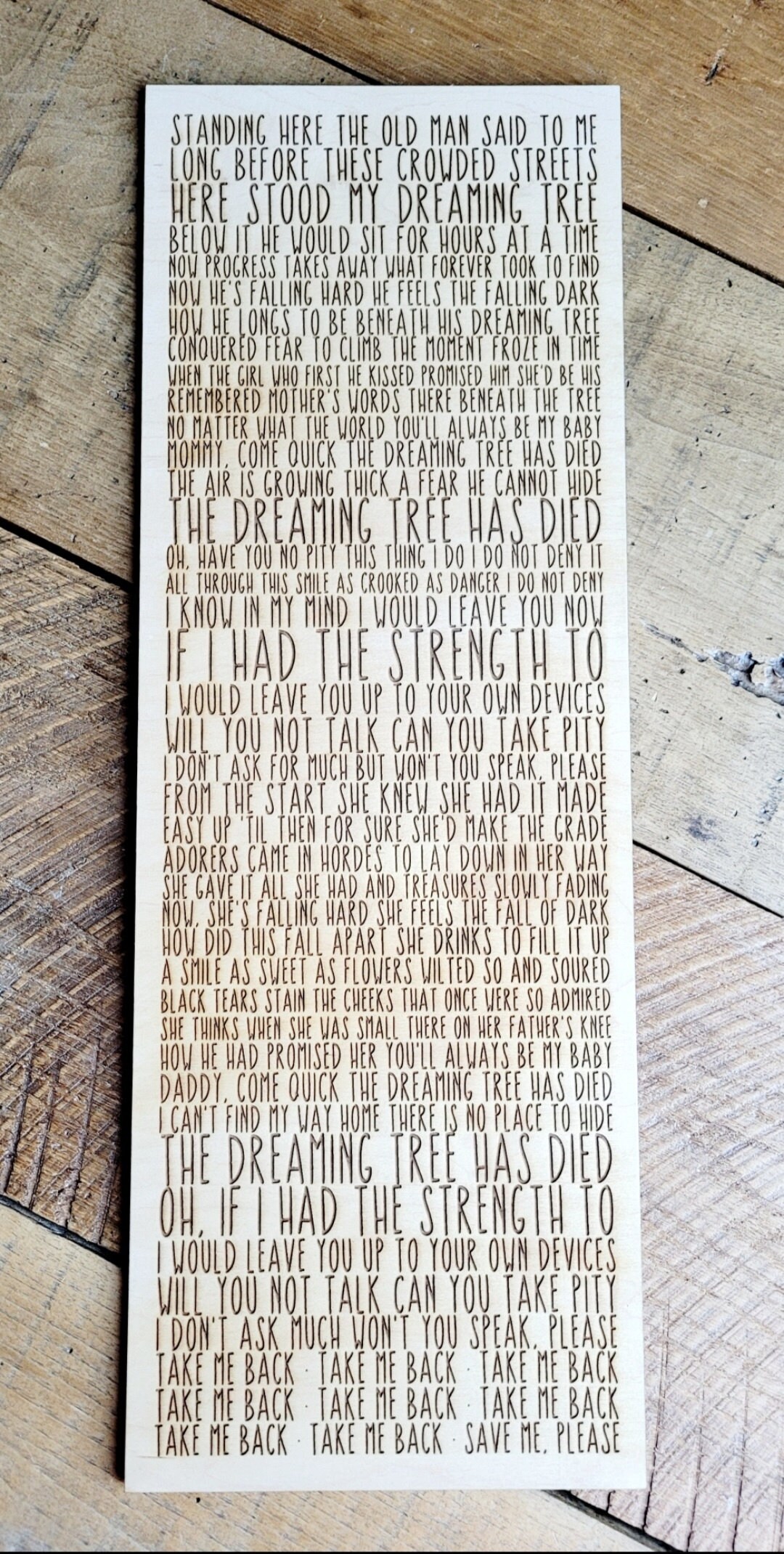 Dreaming Tree Beautifully Engraved on Maple Board. Dave Matthews Band ...