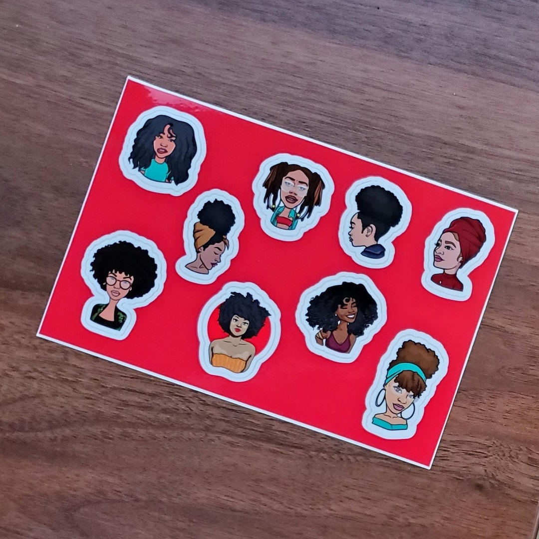 Black Women Art Decals Natural Hairstyle Decorative Waterproof Vinyl ...