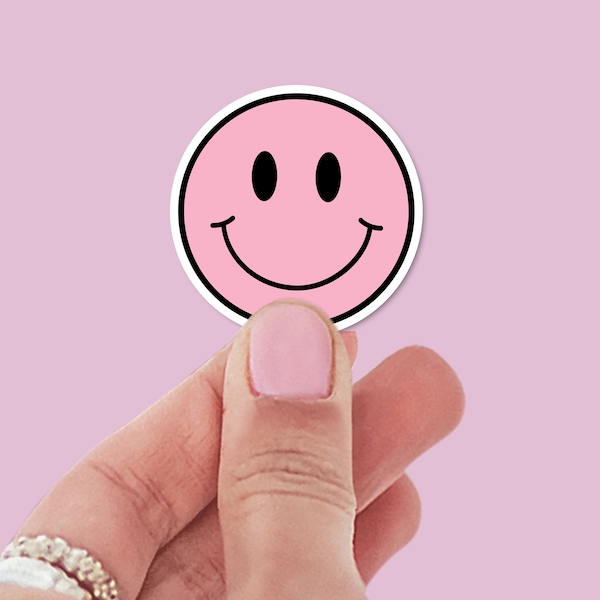 Pink Smiley Face Stickers - Etsy