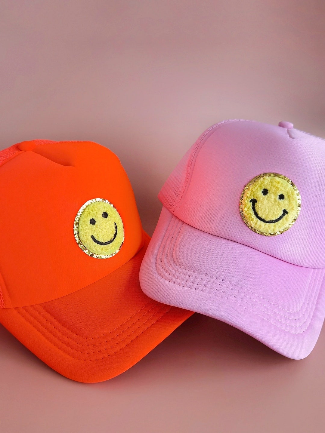 Caps With Smileys in Bright Colors / Smiley Caps in Neon Colors / Neon ...