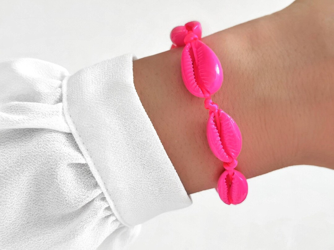 Shell Bracelet Cowrie Pink Pink / Beach Bracelet / Sun Sea / Boho ...