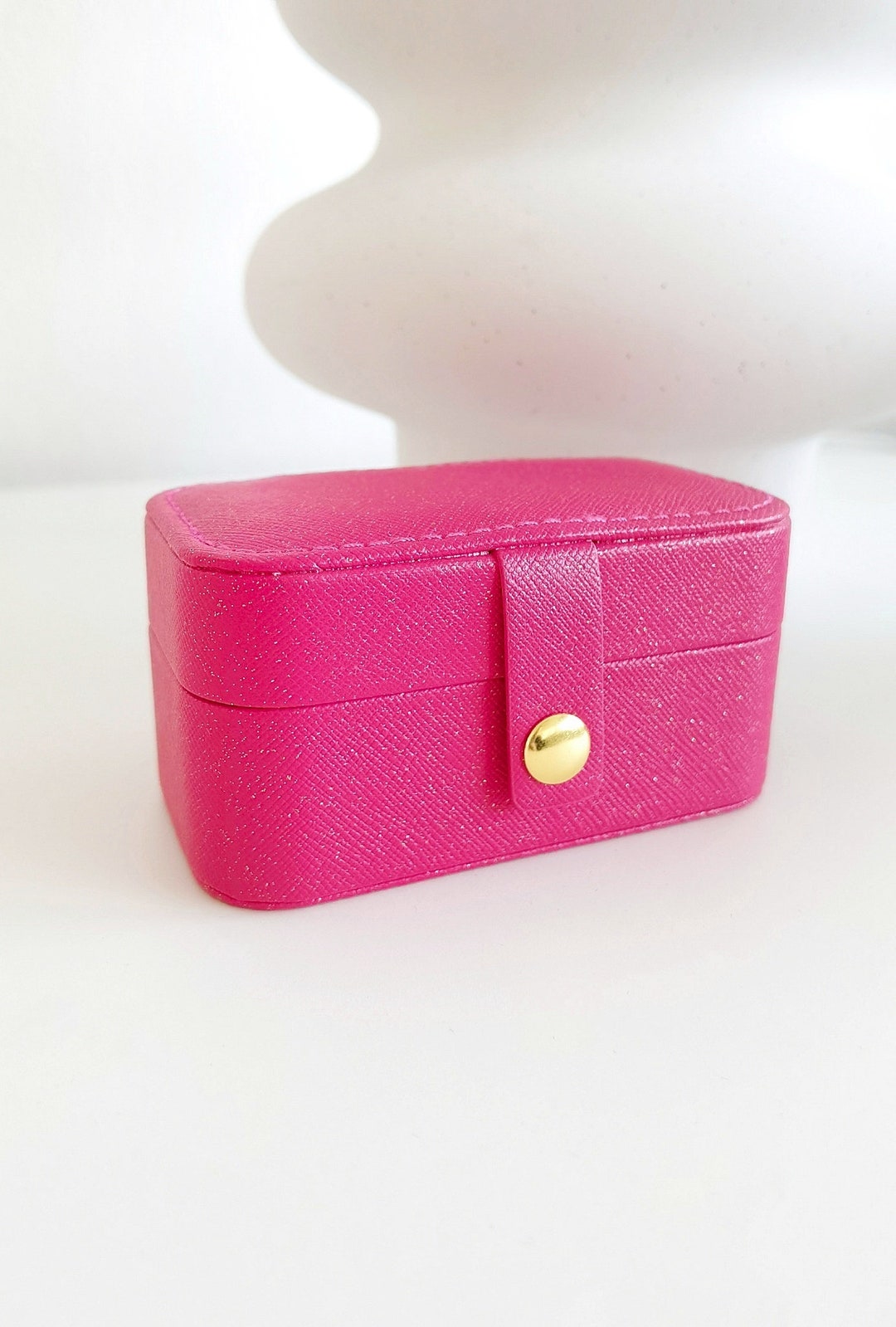 Mini Jewelry Box Pink for Rings Necklaces Earrings / Travel Case ...