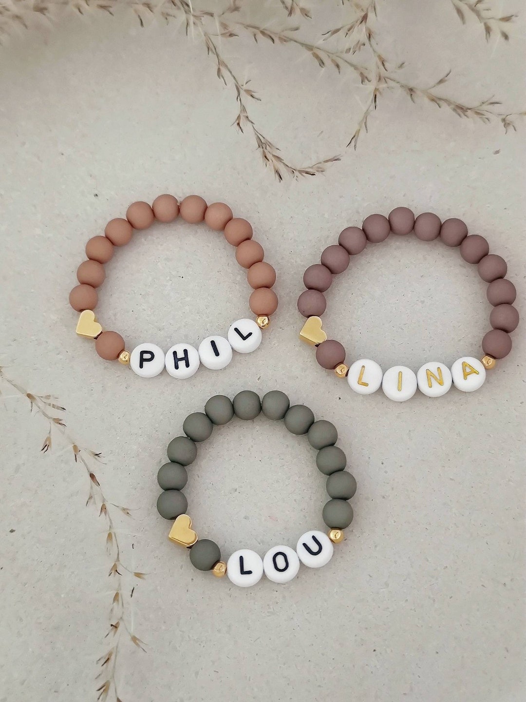 Baby Armband mit Name und Herz / Mutter Kind Armband Set / Kinder ...