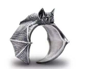 Angel / Demon Ring Masculine Silver Ring, Unisex Y2K Ring, Chrome Ring ...