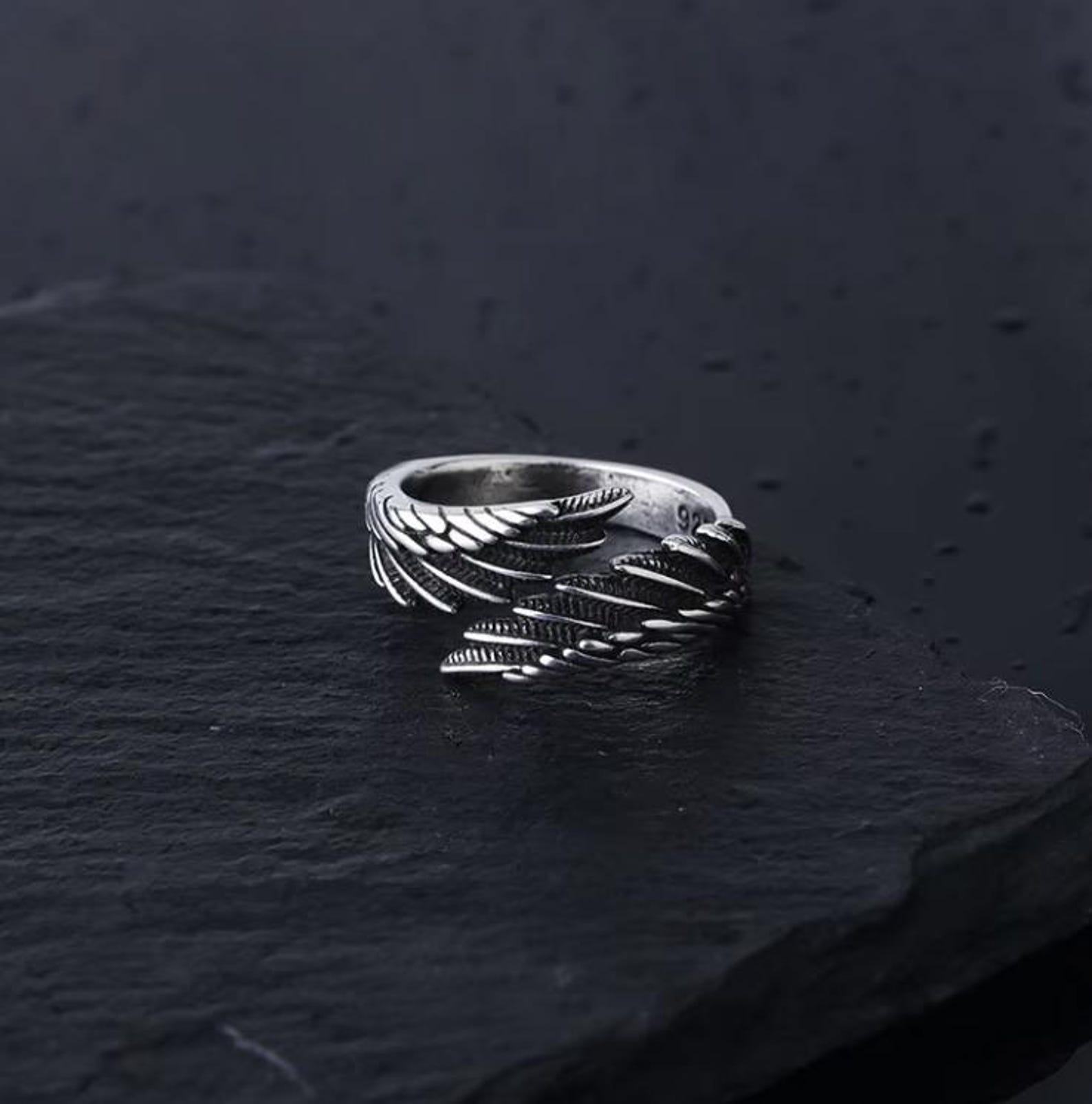 Angel / Demon Ring Masculine Silver Ring, Unisex Y2K Ring, Chrome Ring ...