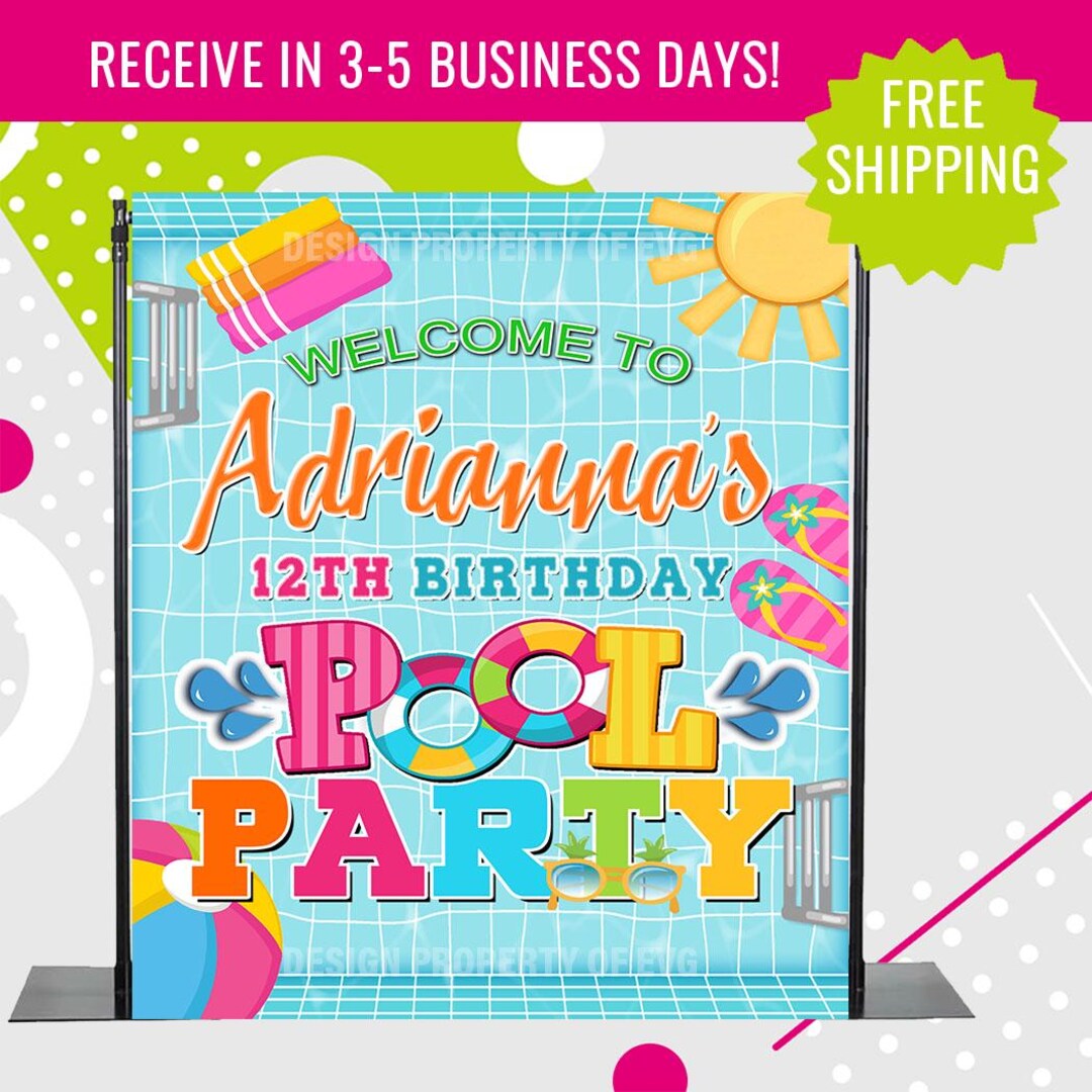 Pool Party Birthday, Girl Pool Party Backdrop, Pool Party Bday Party ...