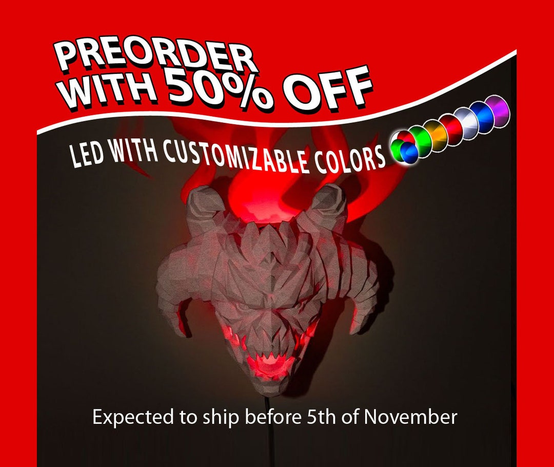 The Fiend Wall Light With Preinstalled Lights and DC Adapter - Etsy