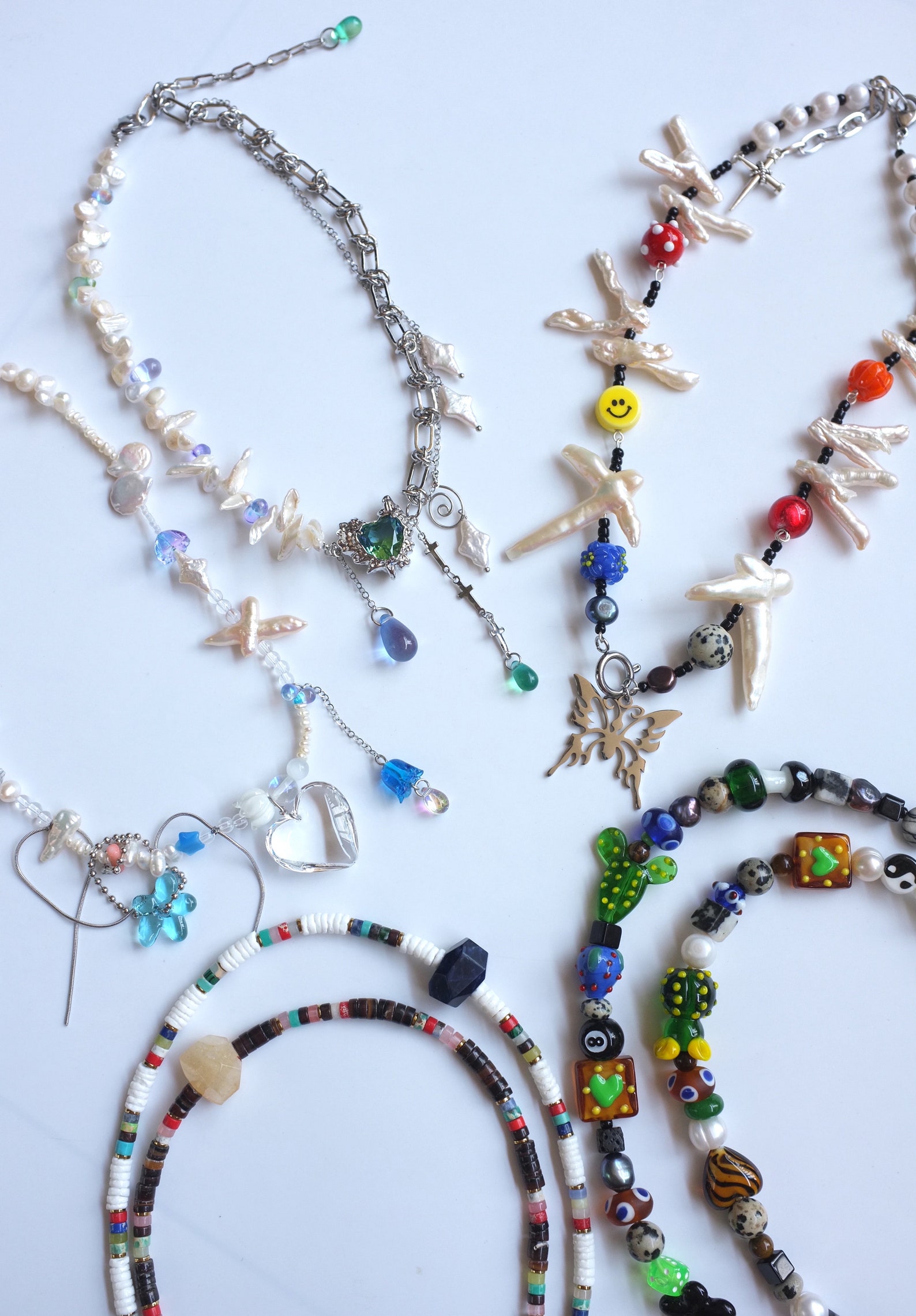 Hand Made Keshi Freshwater Pearls Heart Choker, Blue Green Water Drop ...