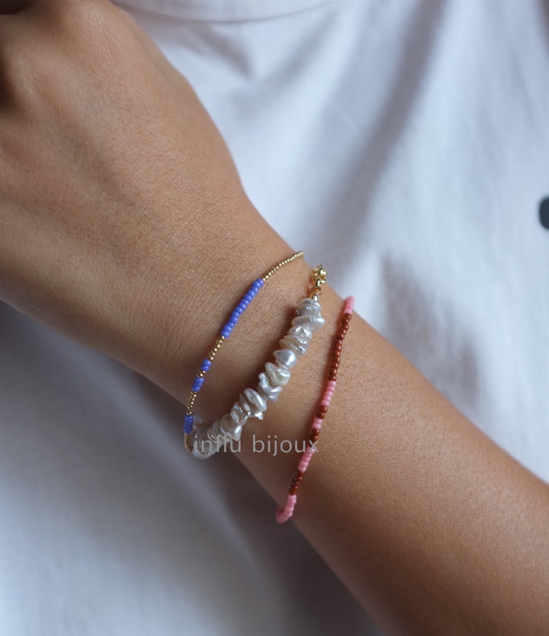 Bracciale di perle keshi d'acqua dolce, a forma di fiore, placcato oro ...