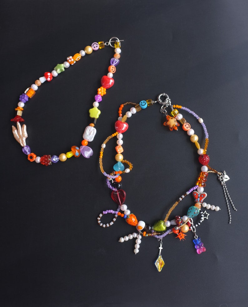 Hand Made Freshwater Pearls With Glass Beads Orange Gummy Bear - Etsy