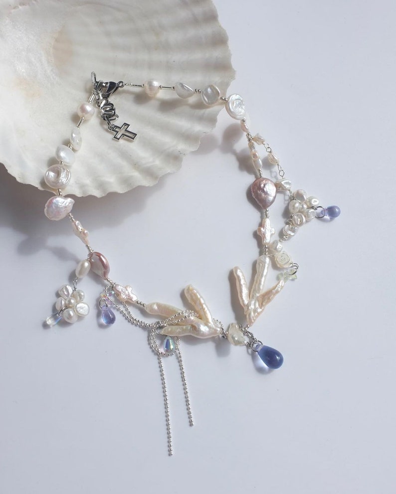 Handmade Freshwater Pearls Choker Necklacefairycorelight Etsy
