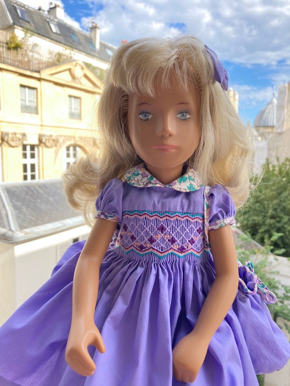 Sasha Doll Outfit Purple And Floral Print Handmade Smocked Etsy