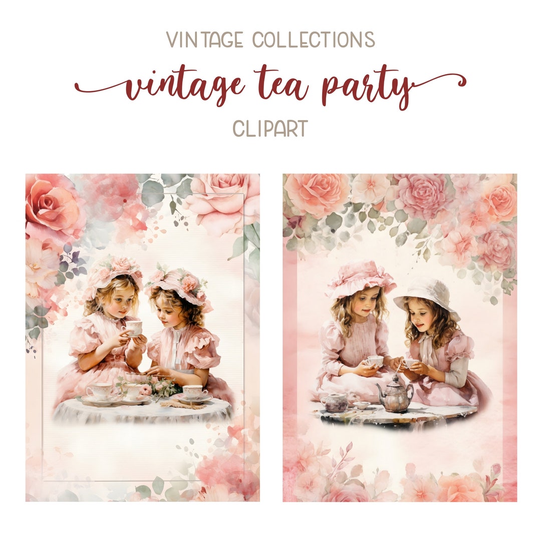 Pink Vintage Tea Party Clipart - Etsy