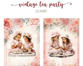 Victorian Tea Party Clipart Bundle, Vintage Tea Party Clipart, Vintage ...