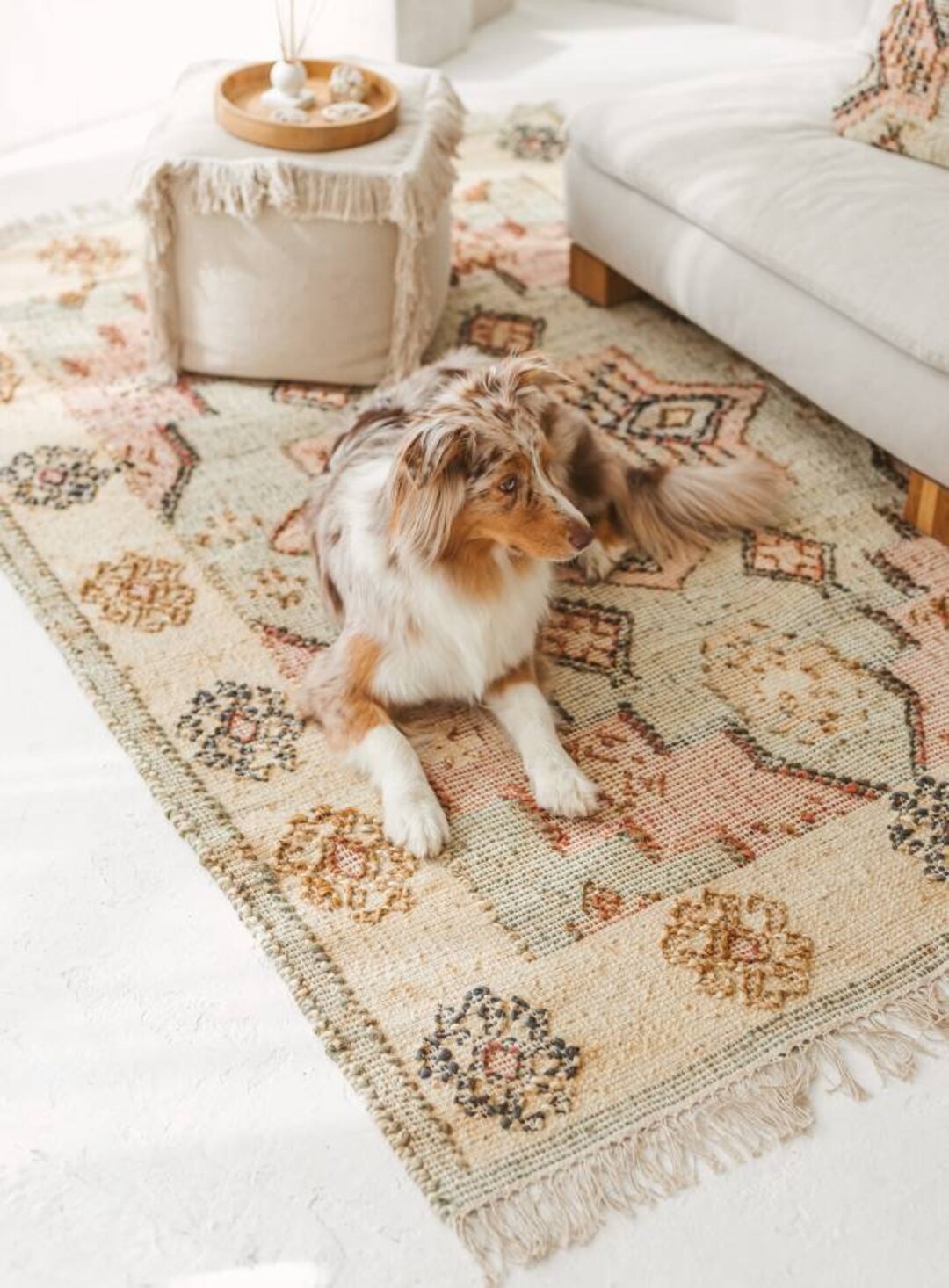 Handmade Pastel Jute Livingroom Rug Oriental Rug Vintage 140 X 200 Cm ...